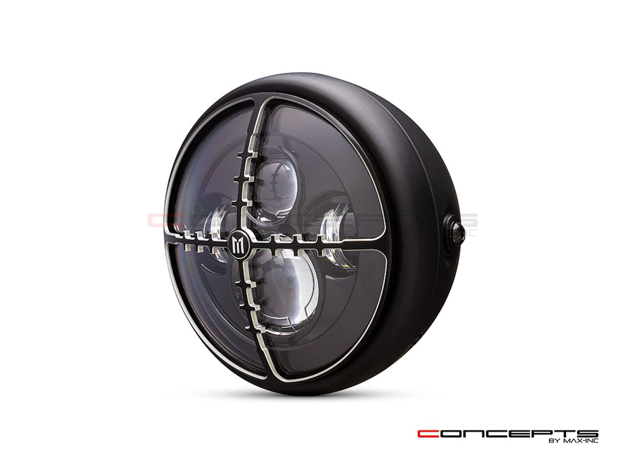 7" Matte Black + Contrast Multi Projector LED Headlight + Cros...
